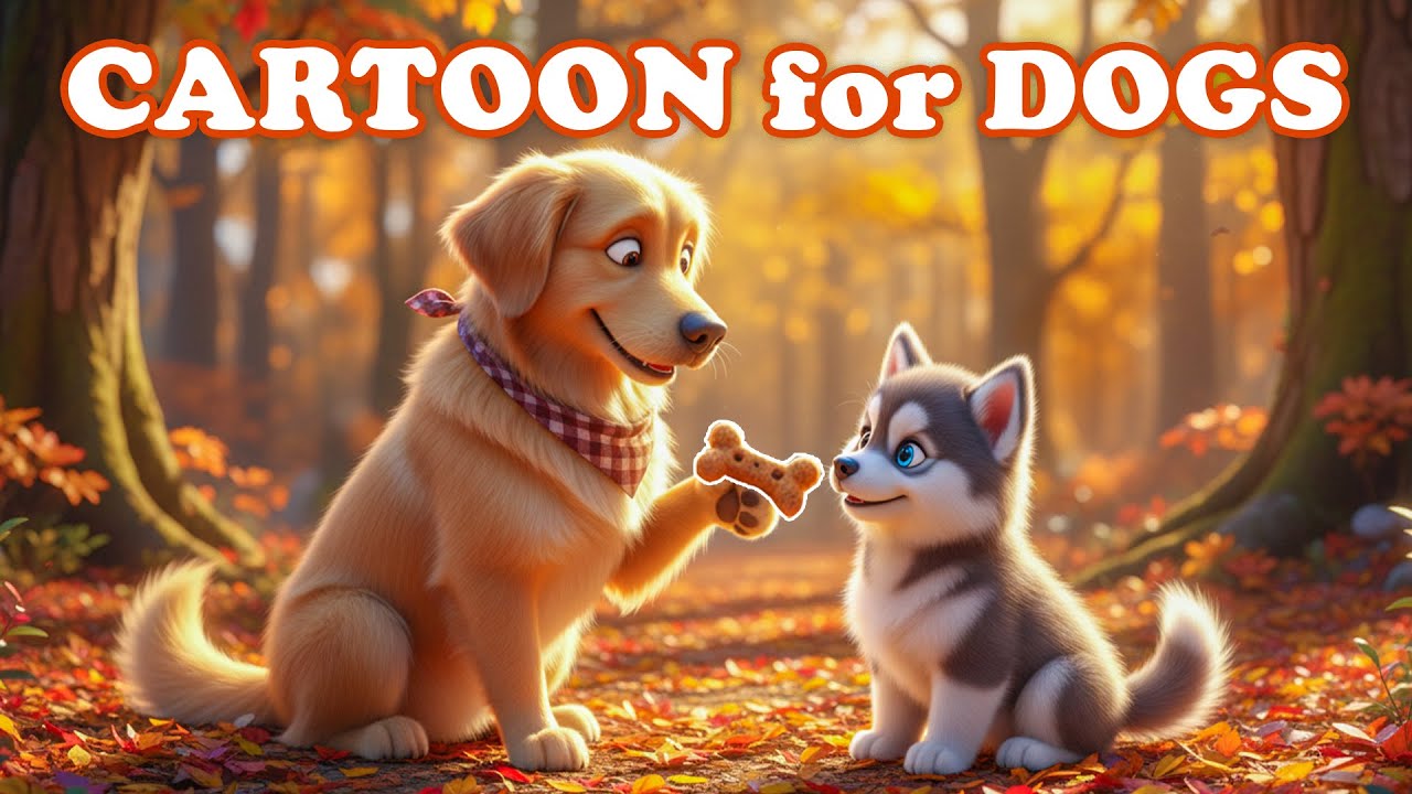 Cartoon for Dogs 🐶 Husky’s Autumn School Day - Dog Education with Relaxing Music