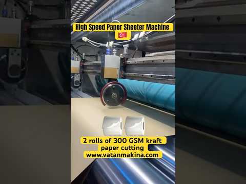 Double Rotary Paper Sheeter Machine cutting 300 GSM Kraft Paper x 2 rolls #machine #packaging