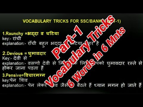 [Part-1] English Vocabulary Tricks In Hindi 6 Words in 5 Minutes