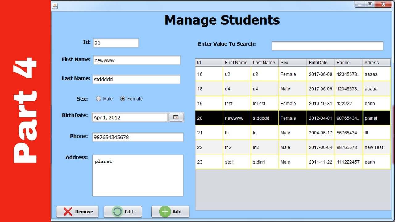 JAVA - Student Information System Project In Java Using NetBeans With Source Code | Part 4