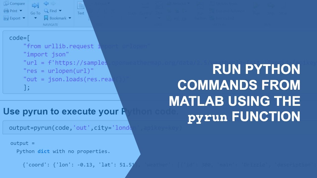 Run Python Commands from MATLAB using the pyrun Function