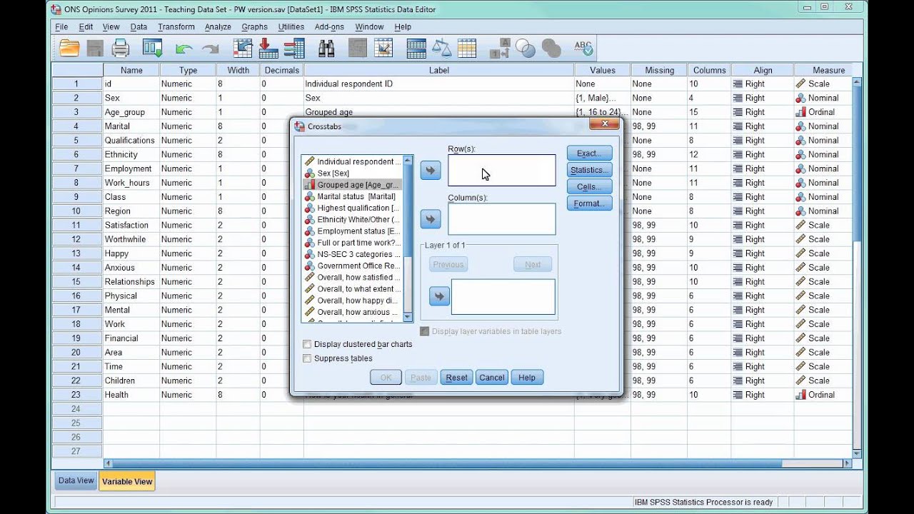 SPSS Tutorial 6 - Introducing Cross-tabulation