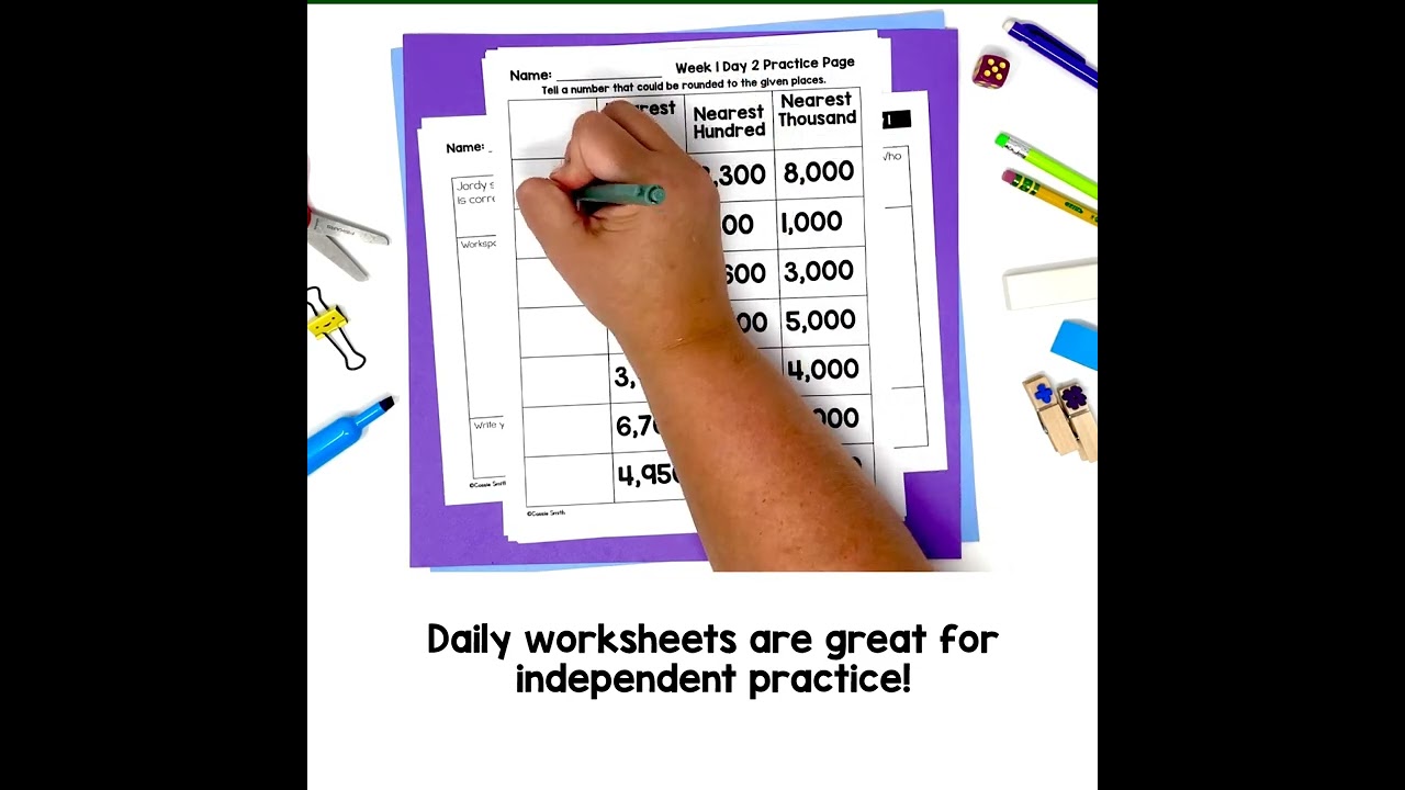 Teaching 4th Grade Rounding Large Numbers Worksheets Activities 4.NBT.3 Centers Lessons Activities