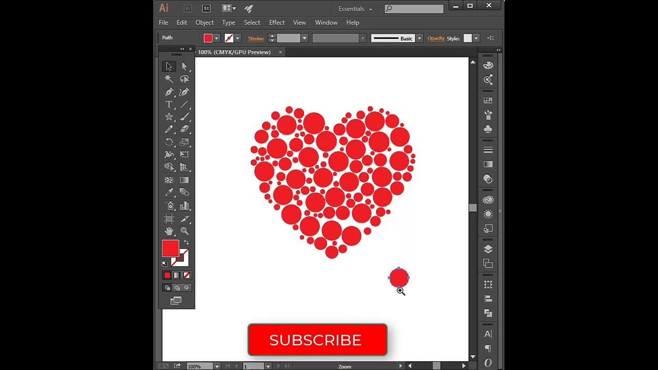 Heart graphics with help of circle fill.