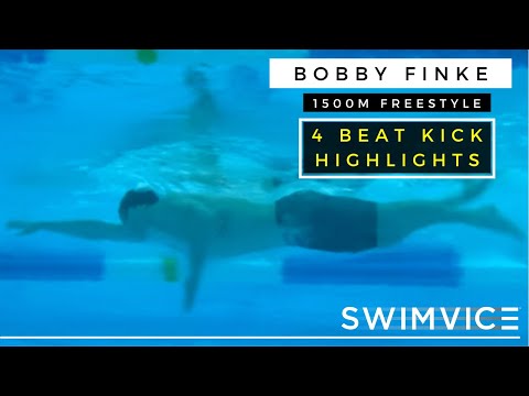 Bobby Finke 1500M Freestyle Four Beat Kick Highlights