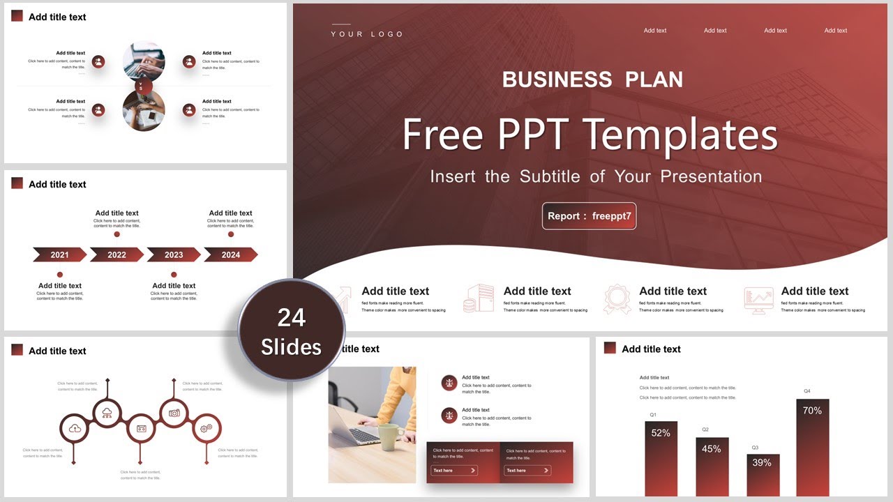 Exquisite! Red Gradient Business Report PowerPoint Template | Free