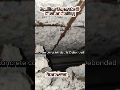 [9reno] Spalling concrete affect Kitchen ceiling badly. Dangerous and urgent repair needed.