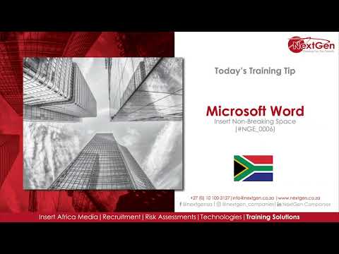 MICROSOFT WORD: Insert Non-Breaking Space Training Tips