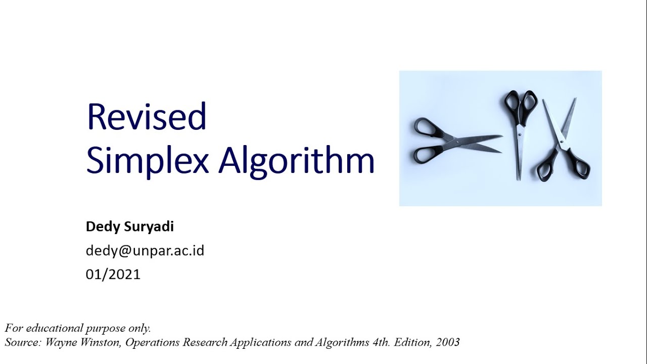 Week 13. Revised Simplex Algorithm