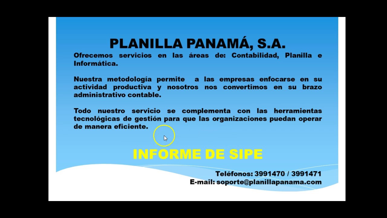 Generar informe de SIPE en panamaplanilla.com