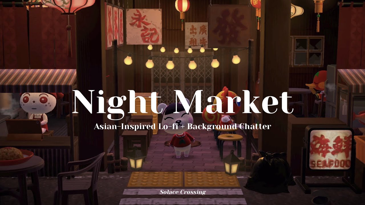 Night Market 🍜｜Asian-Inspired Lo-fi + Background Chatter｜Study & Work Music｜Animal Crossing Ambience