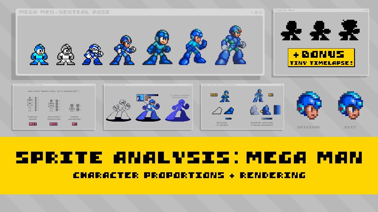 Sprite Analysis | Mega Man: Proportion and Rendering (+Tiny Timelapse!)