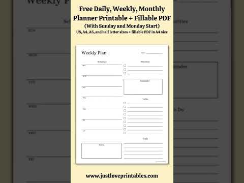 Free Daily, Weekly, Monthly Planner Printable + Fillable PDF