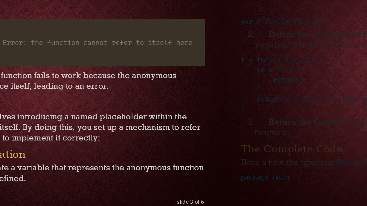 How to Create Recursive Anonymous Functions in Go