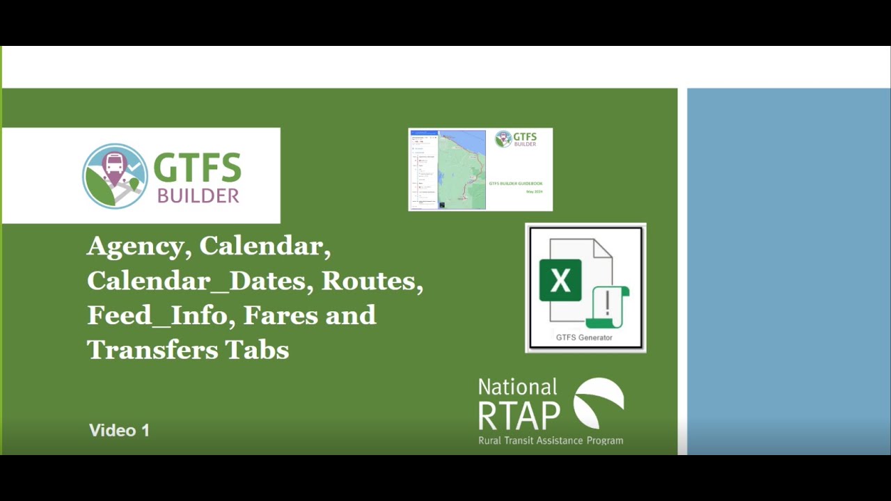 National RTAP Video: Agency, Calendar, Calendar dates, Routes, Fare and Transfer Tabs