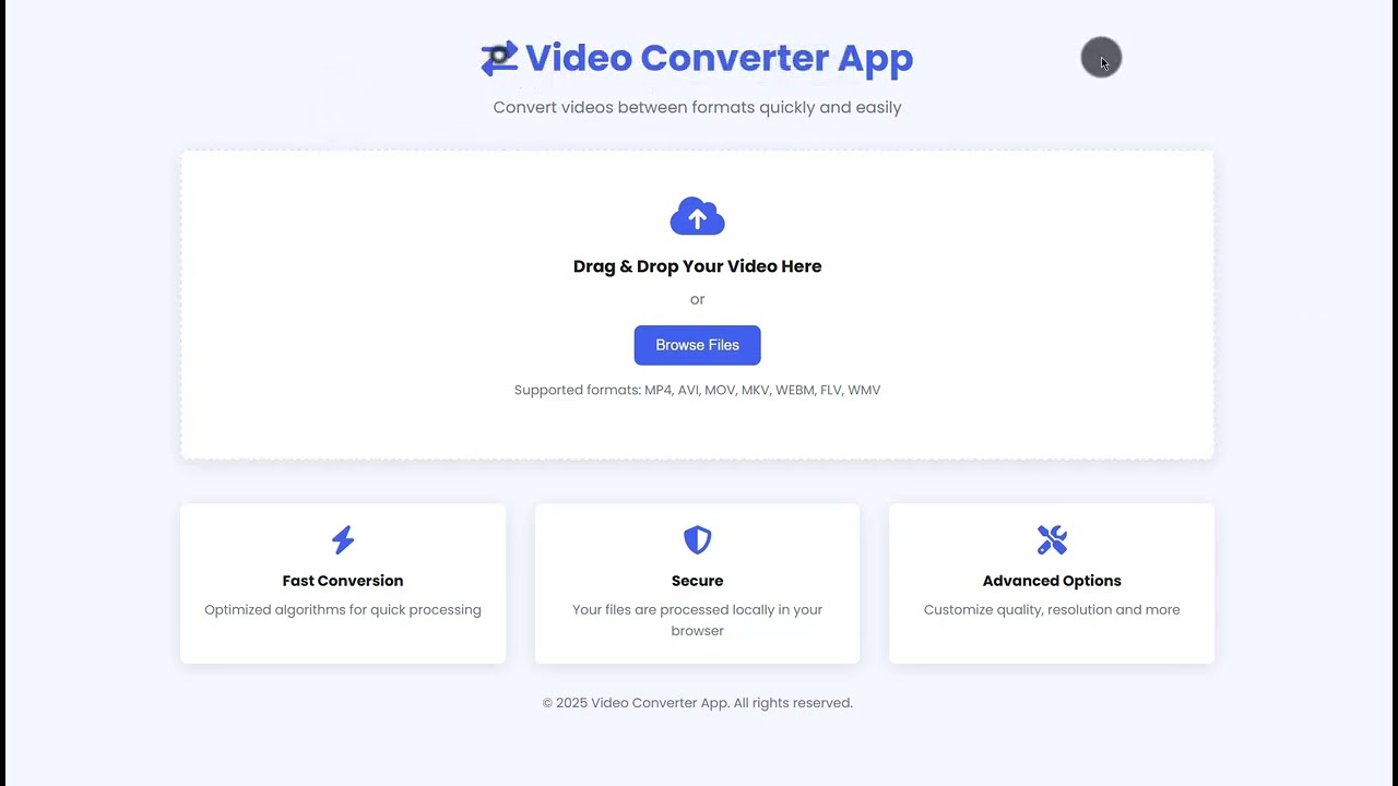 Video Converter App Using HTML, CSS and JavaScript with Source Code