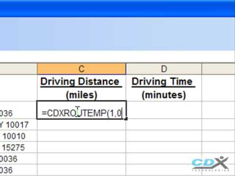 Driving Distance Calculator in Excel