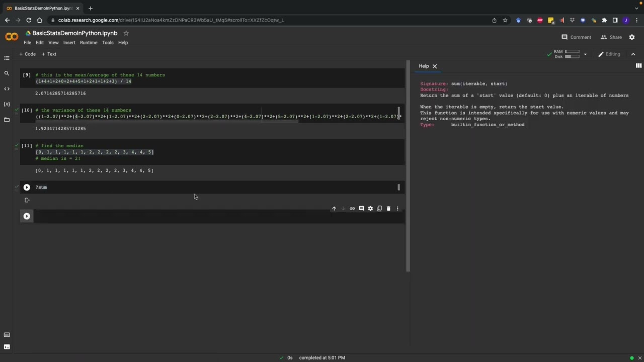 Basic Statistics using Python