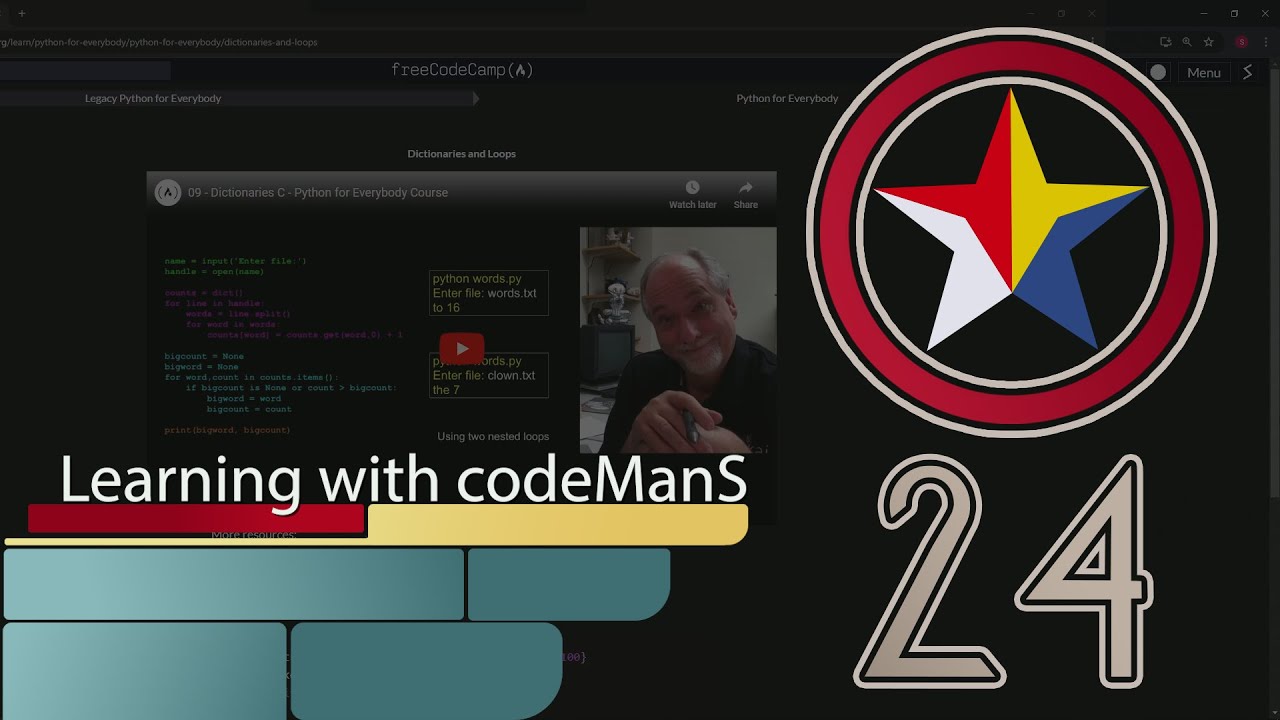 Dictionaries and Loops | freeCodeCamp | Legacy Python for Everybody 24