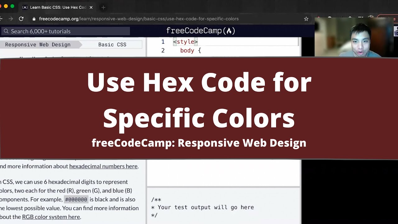 Use Hex Code for Specific Colors (Basic CSS) freeCodeCamp tutorial