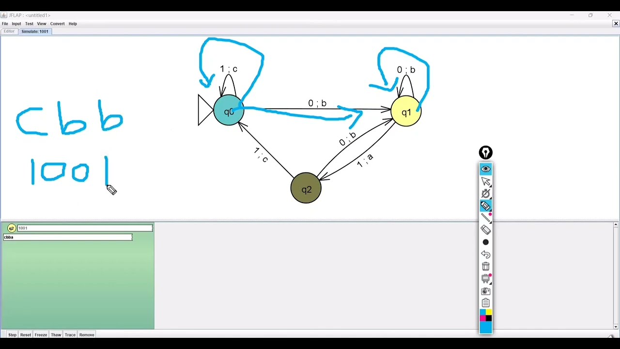 Testing Mealy Machine using JFLAP