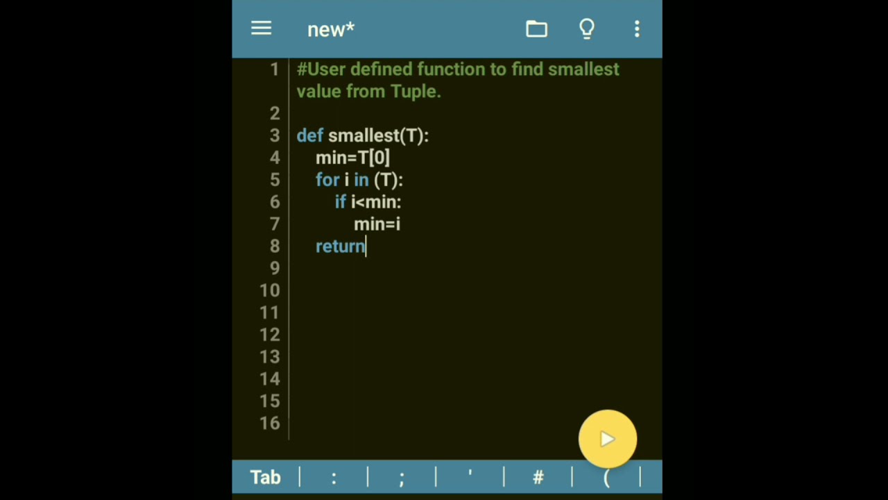 User defined function to find smallest value from Tuple #python #shorts