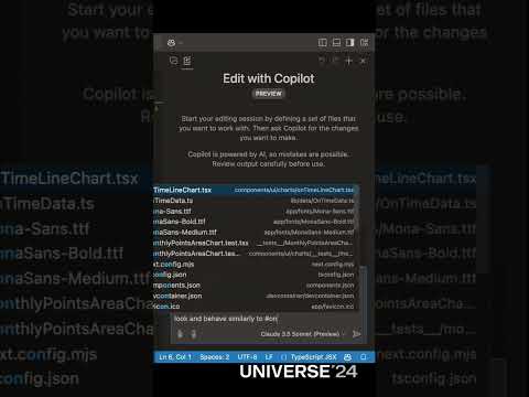 Multi file editing magic with AI-native Copilot! (Cassidy Williams) #githubuniverse Opening Keynote