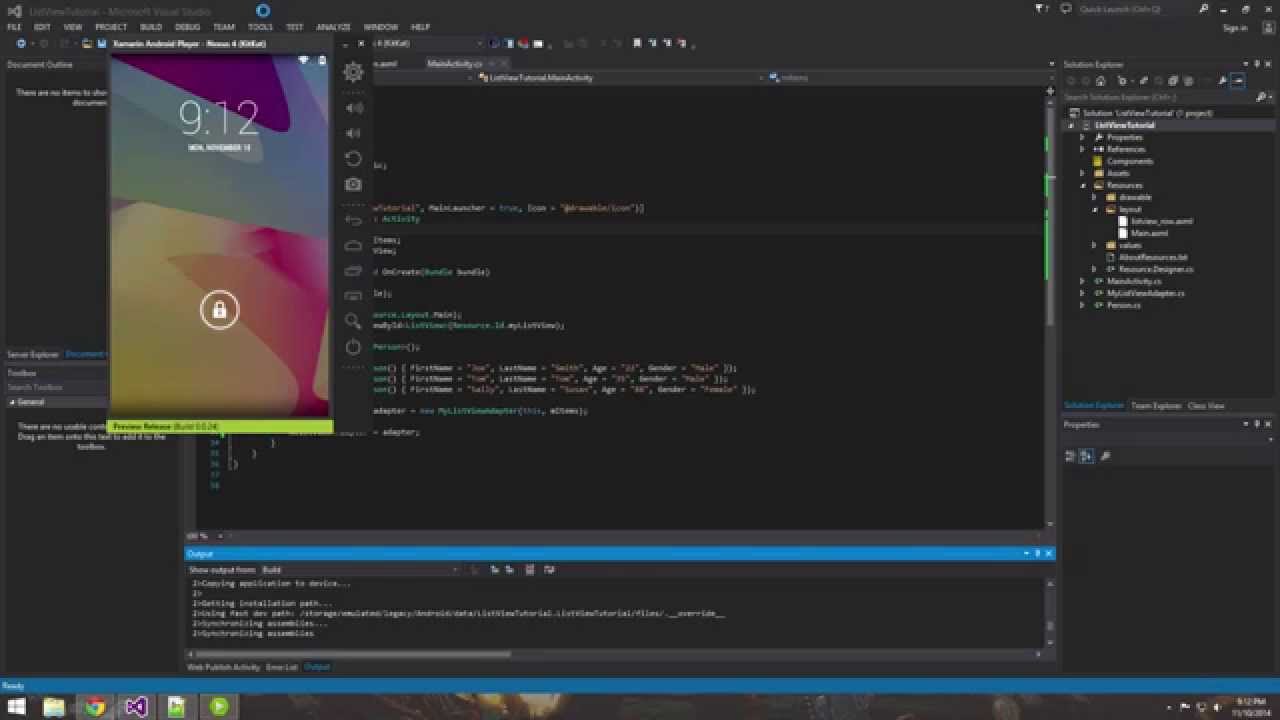 Xamarin Android Tutorial   4  Creating a Custom Listview