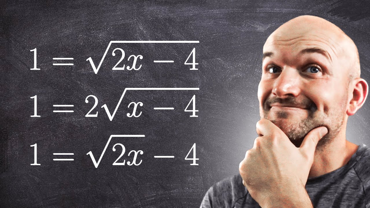 Solve three different square root equations