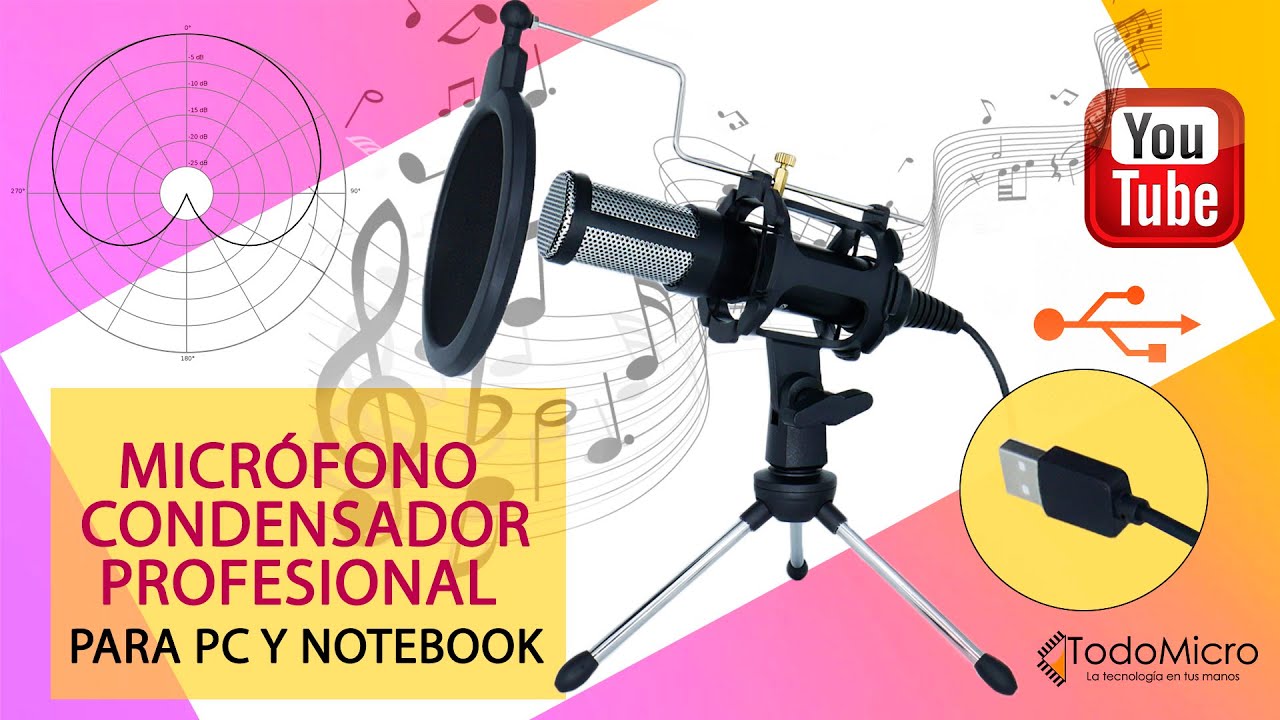 👉🎤Micrófono condensador profesional USB para notebook y pc. Conexión y configuración.