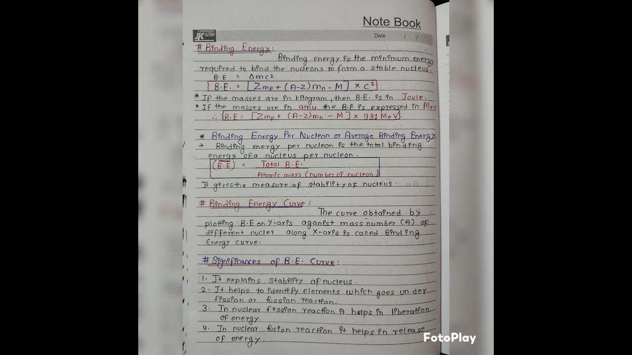 Nuclear Physics -- Class 11 -- Notes
