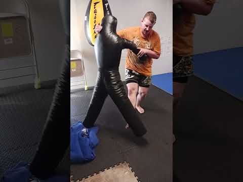 Judo sweep practice with new dummy.