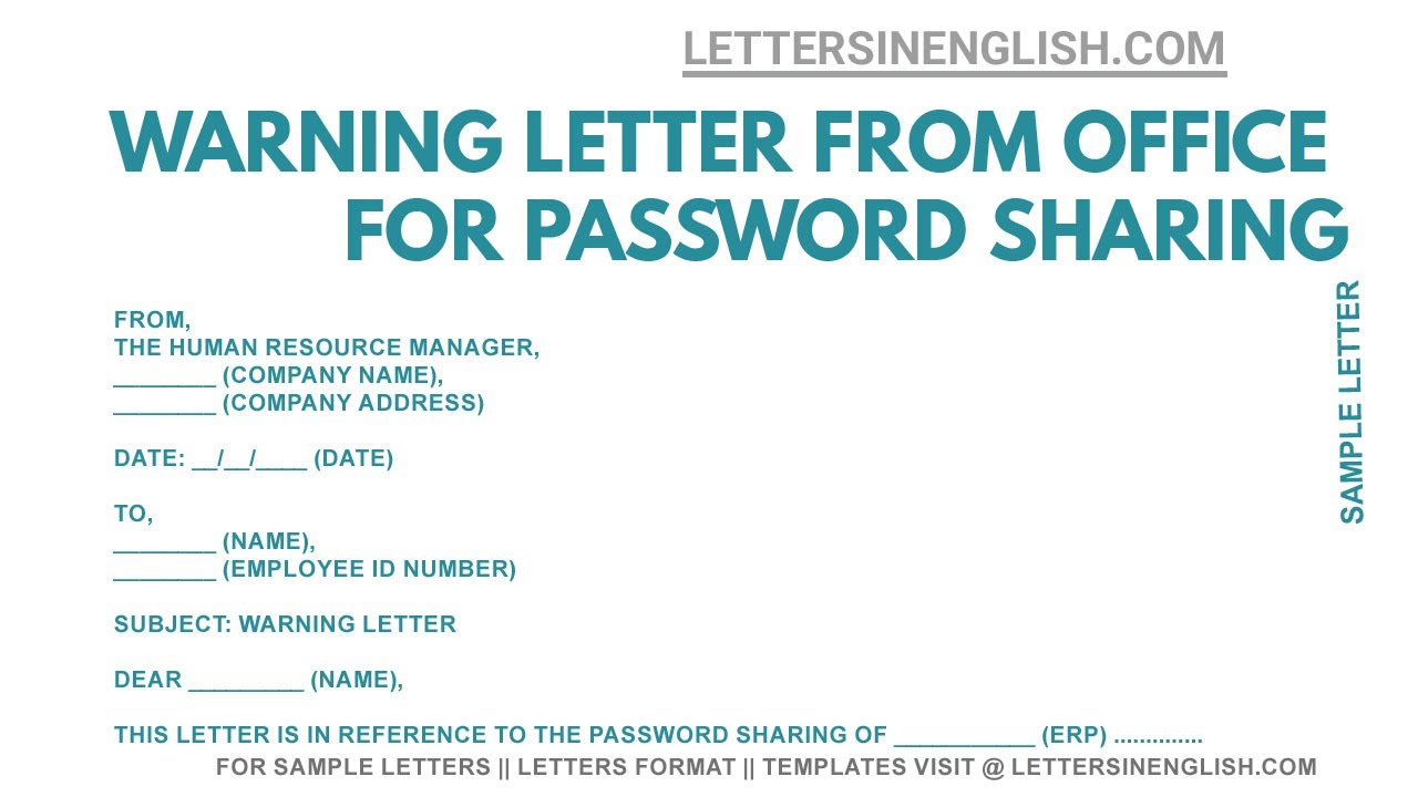 Warning Letter for Password Sharing - Sample Warning Letter from office