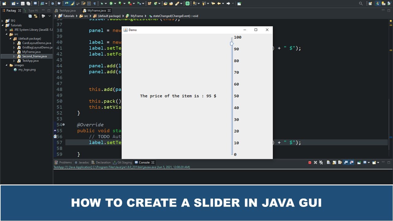Java GUI Tutorial #23 - Creating a Slider in Java GUI Using JSlider Class