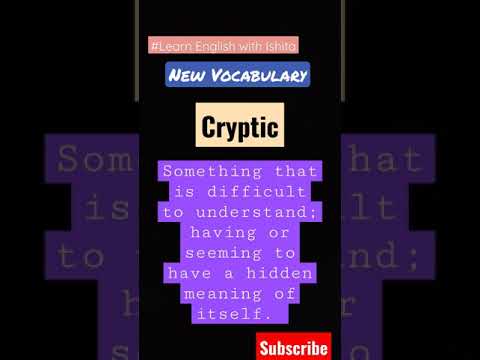 Meaning of 'Cryptic' in English || New vocabulary to improve English #cryptic #vocabulary #shorts