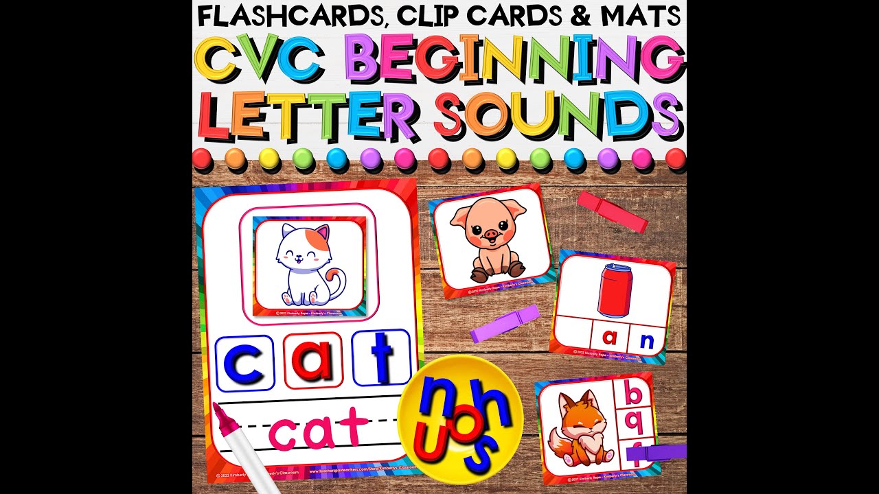 CVC Beginning Letter Sounds Centers - Task Cards, Flash Cards & Play Activities
