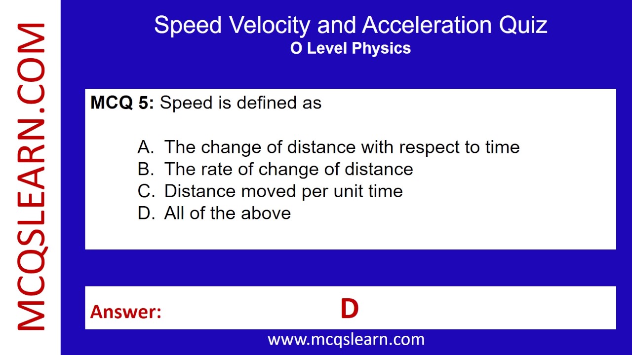 Speed Velocity Acceleration Quiz Question Answer | Speed Velocity Notes PDF | Class 9–10 Ch 18 Quiz