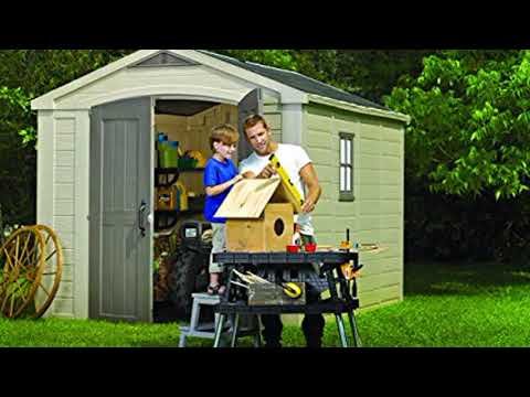 Keter Factor Large 8 x 11 ft Resin Outdoor Yard Garden Storage Shed, Taupe Brown