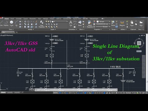 Single Line Diagram of 33kv/11kv substation || Autocad sld of 33kv/11kv Gss .