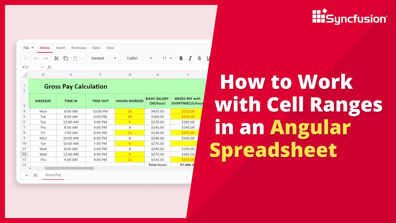 How to Work with Cell Ranges in an Angular Spreadsheet
