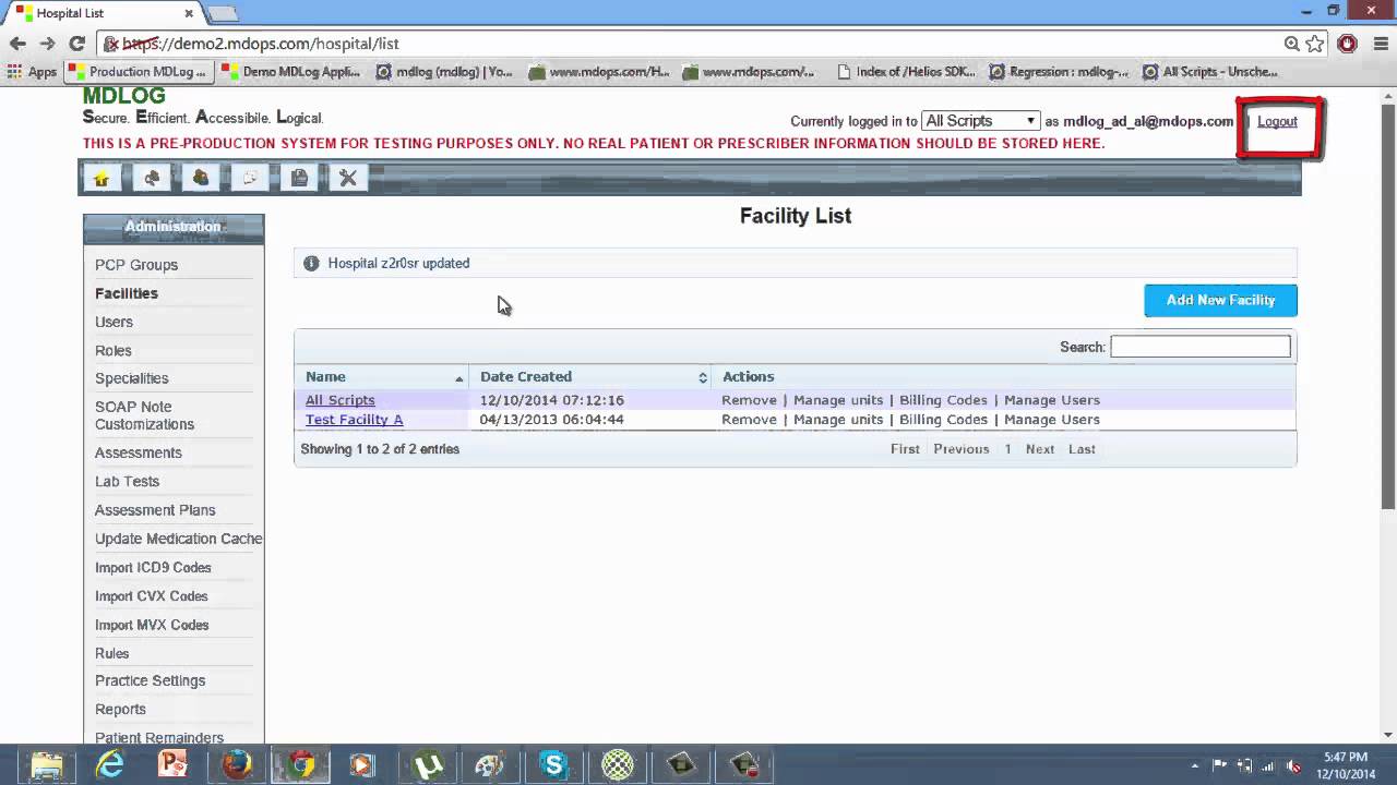 Setup through MDLog Web interface
