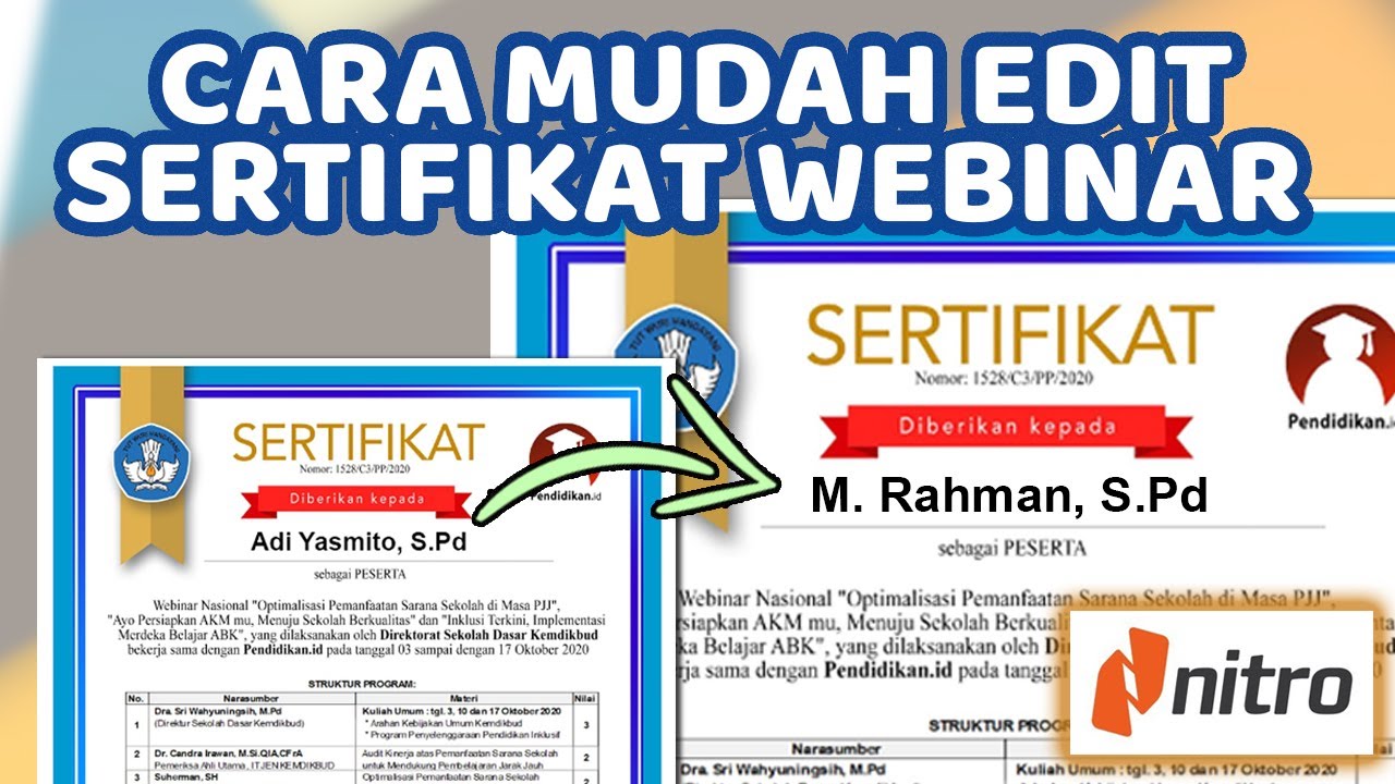 Cara Edit Sertifikat Webinar (Pdf) Menggunakan Aplikasi Nitro PDF
