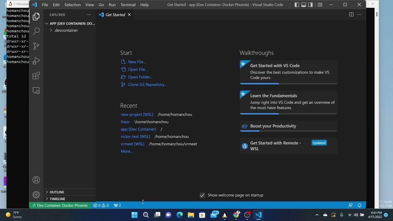 Easiest way to setup a new Phoenix Elixir dev container