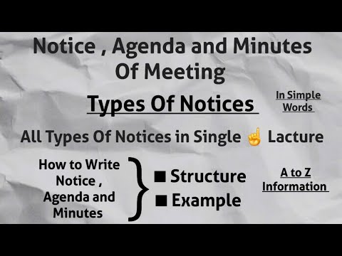 Notice , Agenda & Minutes Of Meeting | Types Of Notices | Structure & Example |