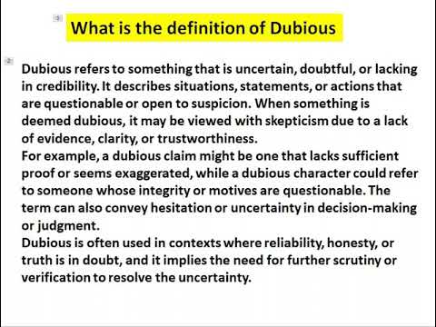 what is the definition of dubious