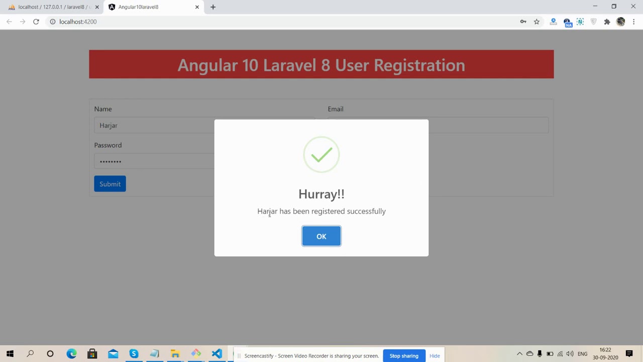 Angular 10 Laravel 8 User Registration