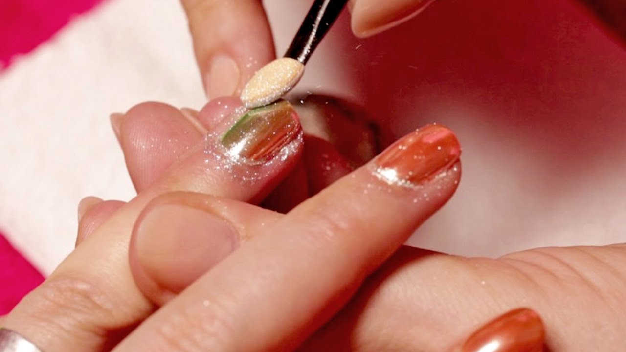 Mirror-Like Coloured Nail With Stamping