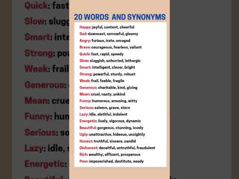 Expand your vocabulary! 🧠💬 20 words and their synonyms #LearnEnglish #Synonyms #Vocabulary