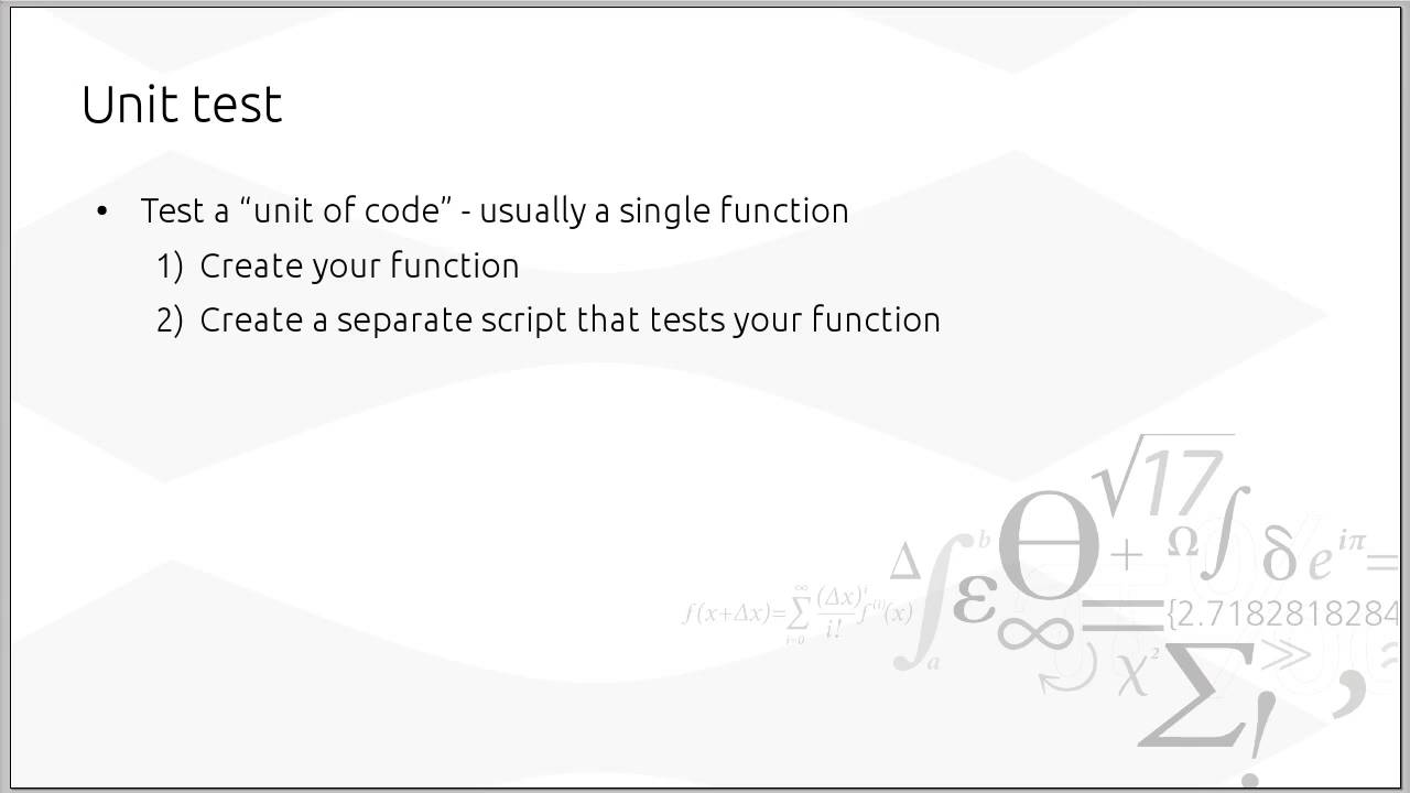 Assert statements and unit tests (Python)