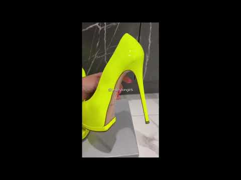 The shoes of the famous designer Gianmarco Lorenzi are bright lemon color #heels #highheelsshoes